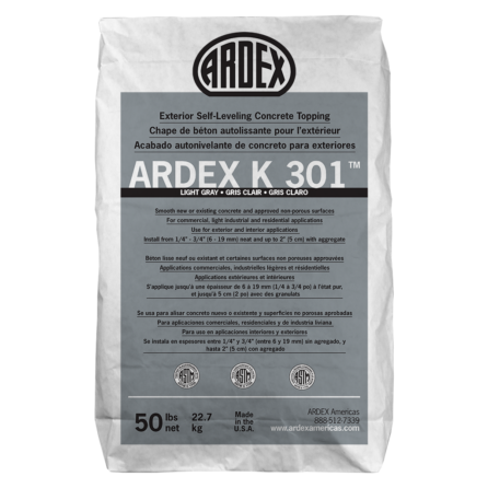 ARDEX K 301™ is an exterior self-leveling concrete topping