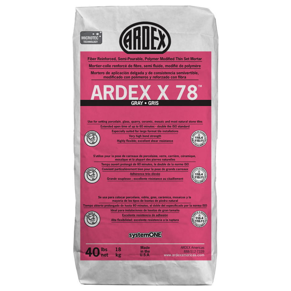 ARDEX X 78 MICROTEC semi-pourable tile and stone mortar
